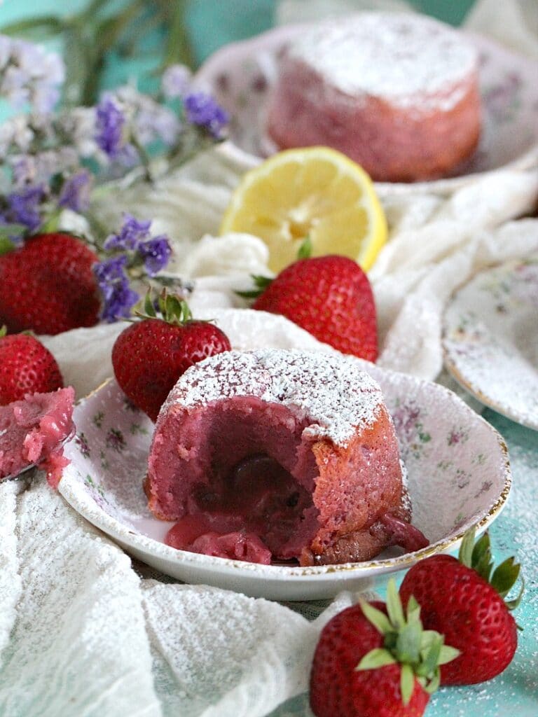Strawberry Lava Cakes with Strawberry Curd - Sweet and Savory Meals
