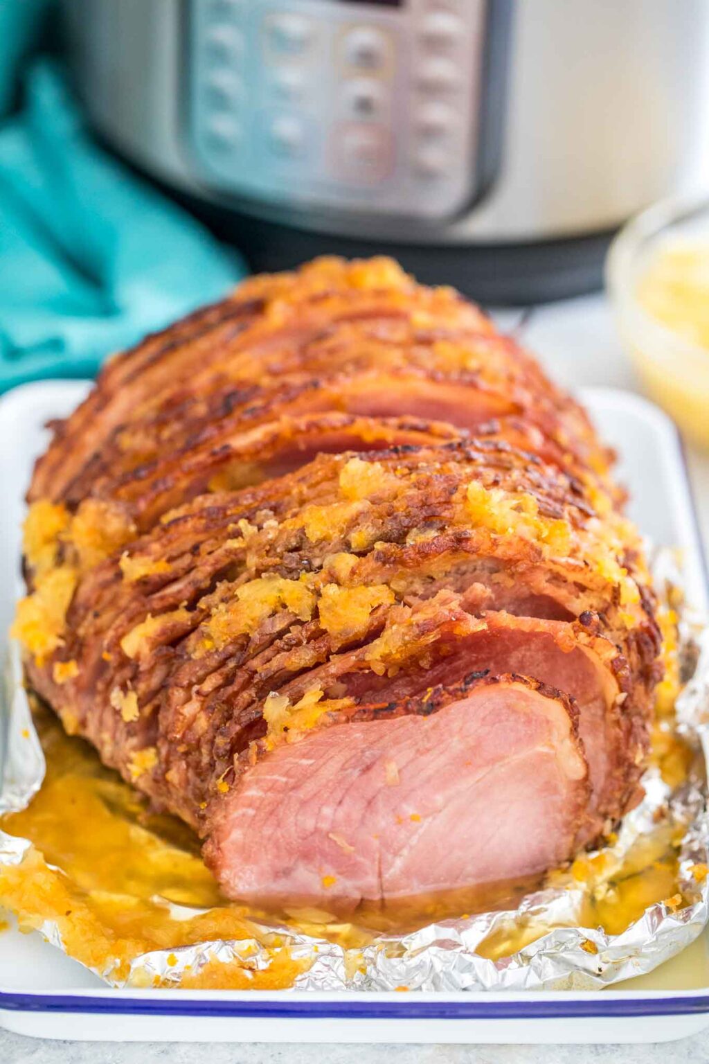 Slow Cooker Brown Sugar Ham With Orange Glaze - Sweet and Savory Meals