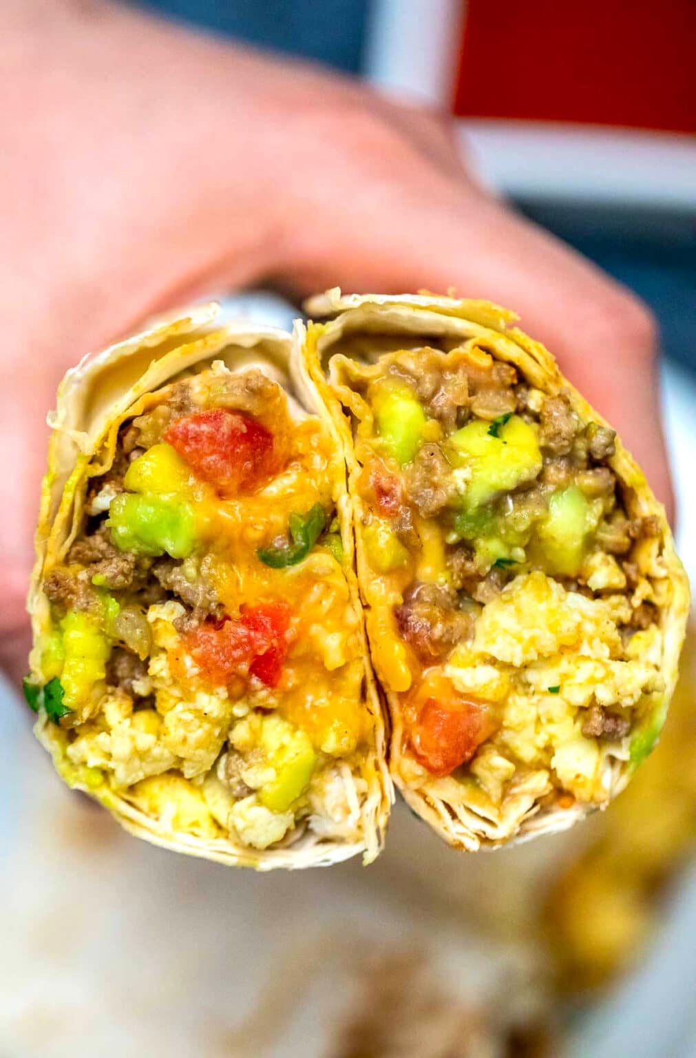 Sausage Egg and Cheese Breakfast Burrito - Sweet and Savory Meals