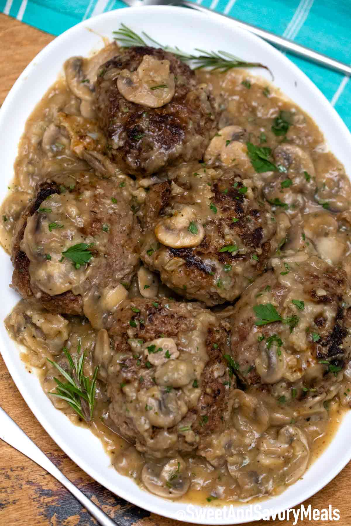 Hamburger Steak with Mushroom Gravy - Sweet and Savory Meals