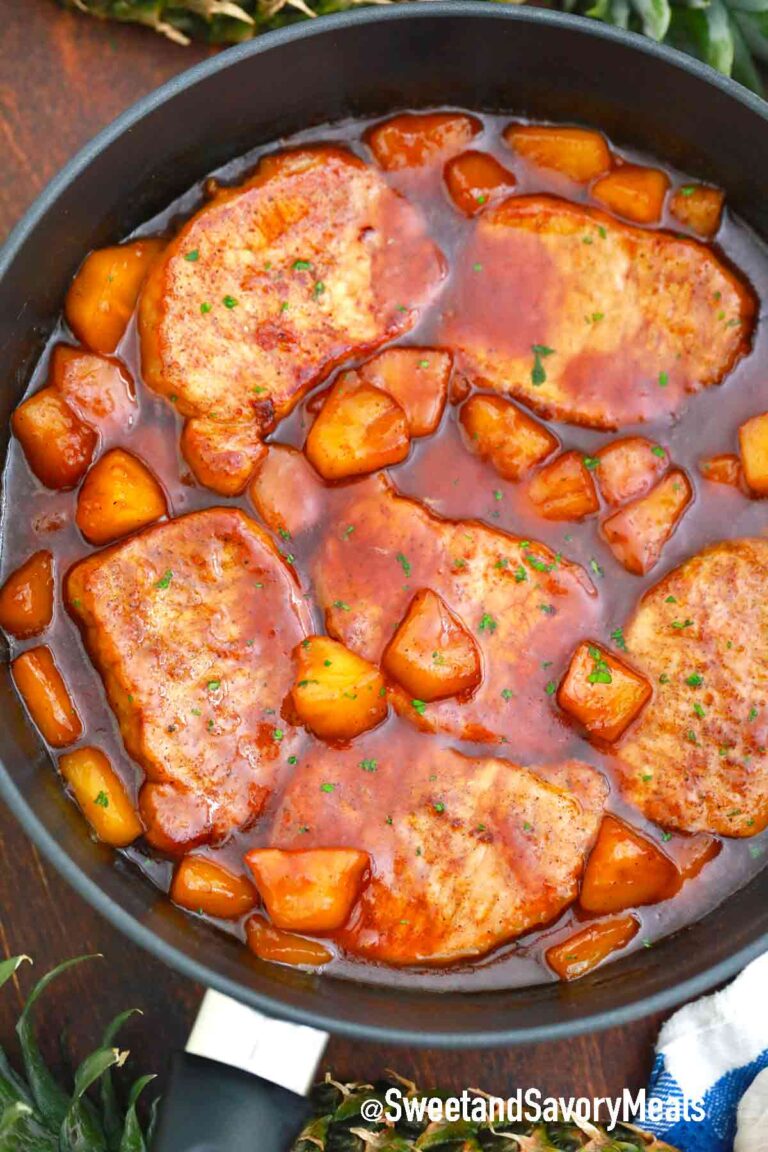 Pineapple Pork Chops (One Pan Recipe! - Sweet and Savory Meals