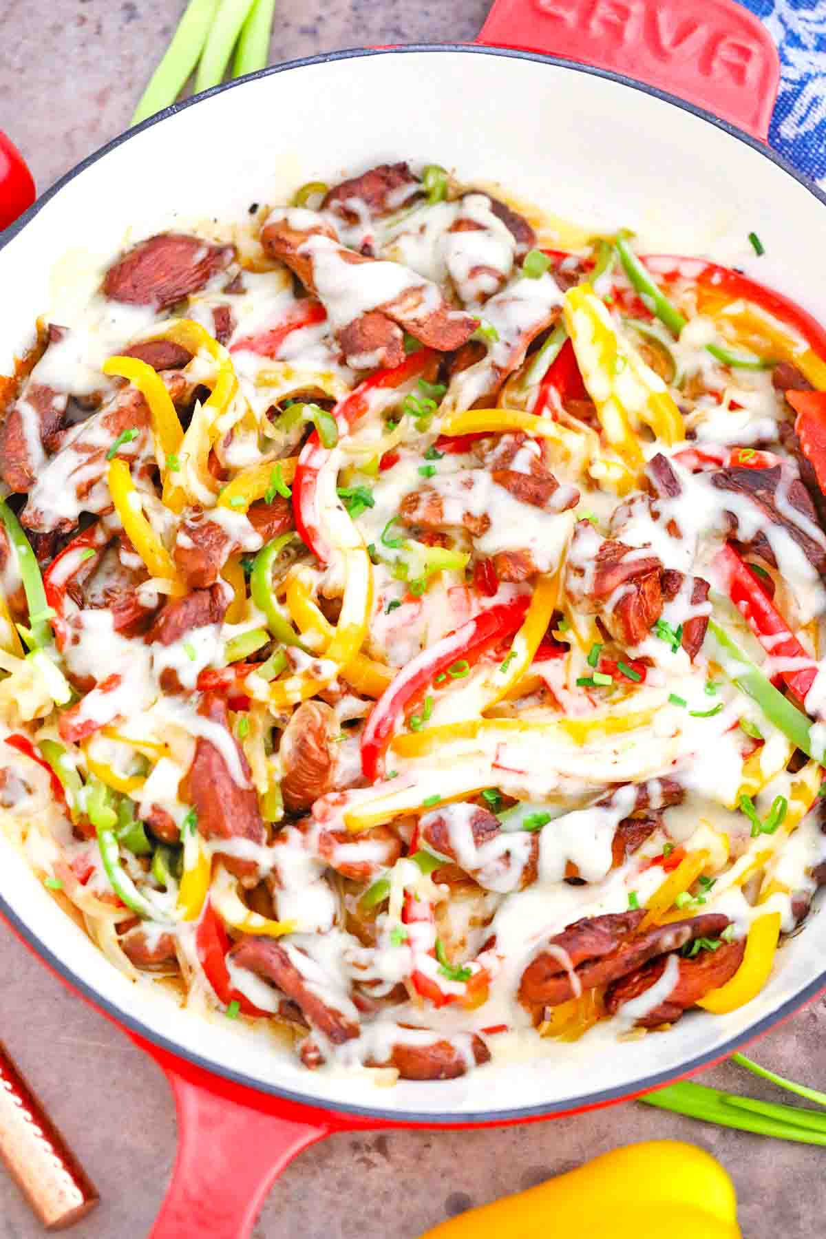 Quick and Easy Chicken Cheesesteak Skillet [Video] - Sweet and Savory Meals