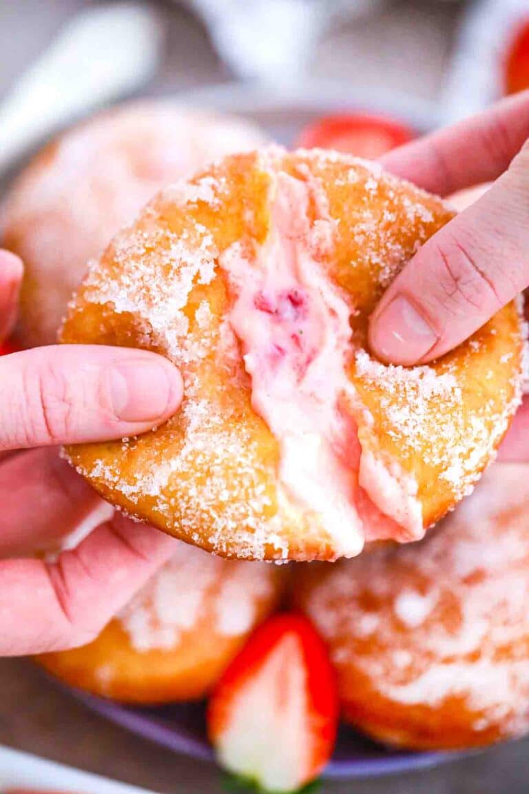 Strawberry Custard Filled Donuts (Easy Recipe)- S&SM