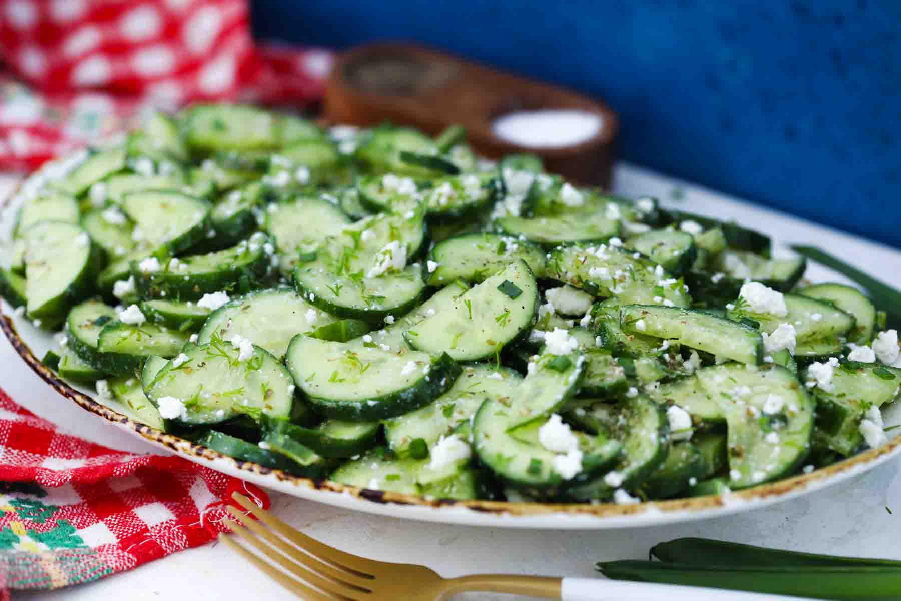 Cucumber Feta Salad (Easy Fresh Recipe!) - Sweet and Savory Meals