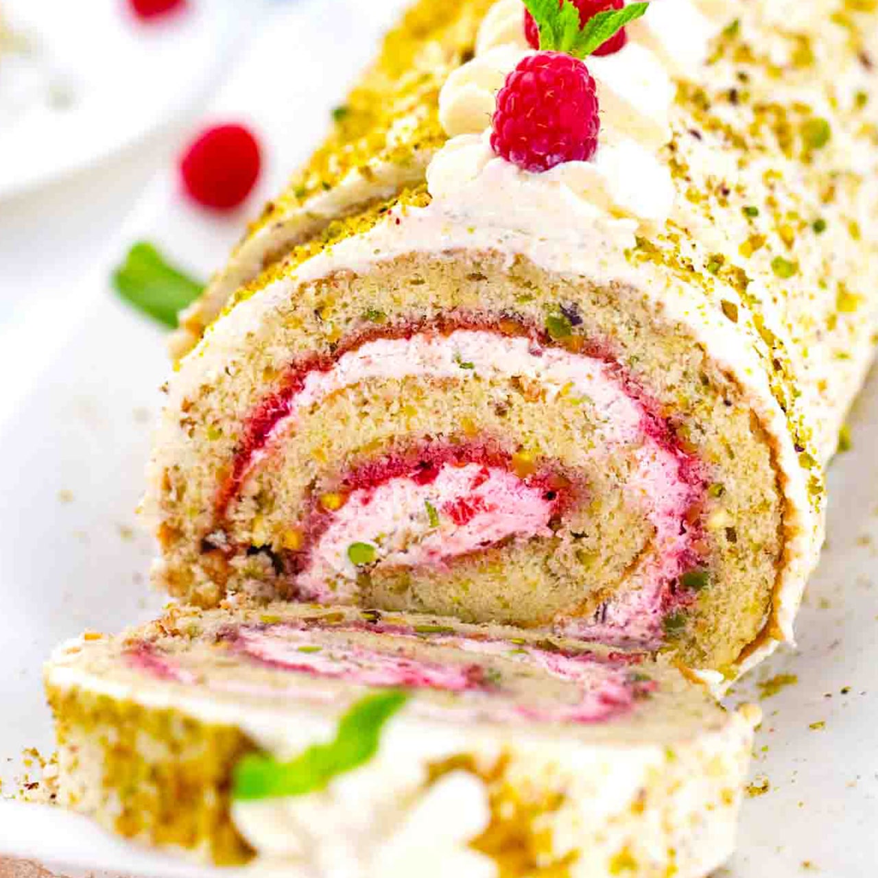 Pistachio Raspberry Swiss Roll Recipe - Sweet and Savory Meals