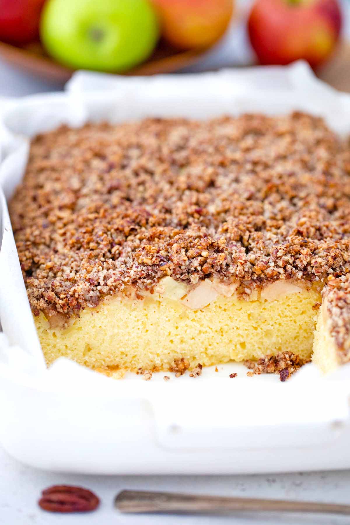 Apple Sheet Cake with Pecan Streusel Topping - Sweet and Savory Meals