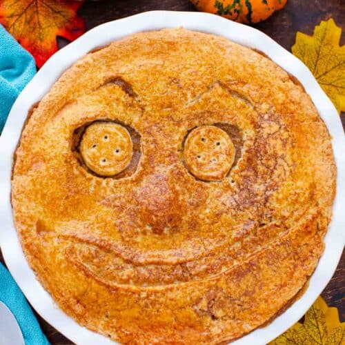 Spooky Faced Halloween Apple Pie - Sweet and Savory Meals