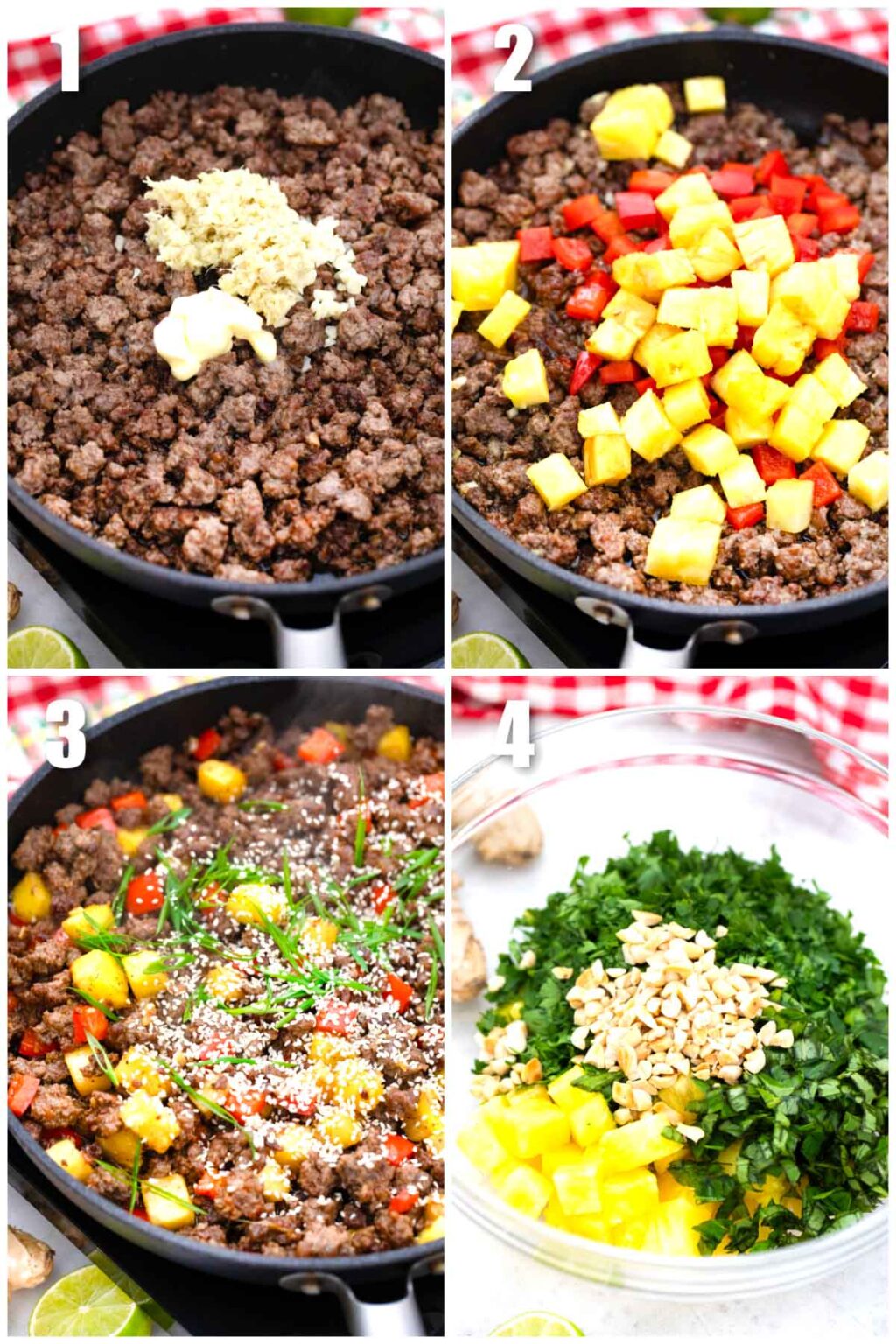 Pineapple Ground Beef Recipe - 30 Minutes One Pan - Sweet and Savory Meals