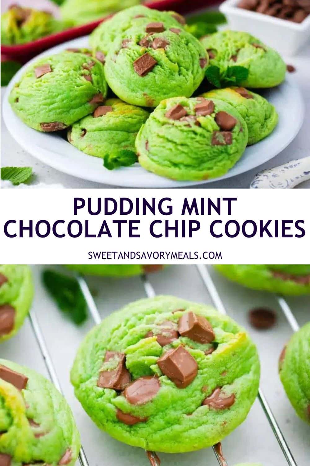 Pudding Mint Chocolate Chip Cookies - Sweet and Savory Meals